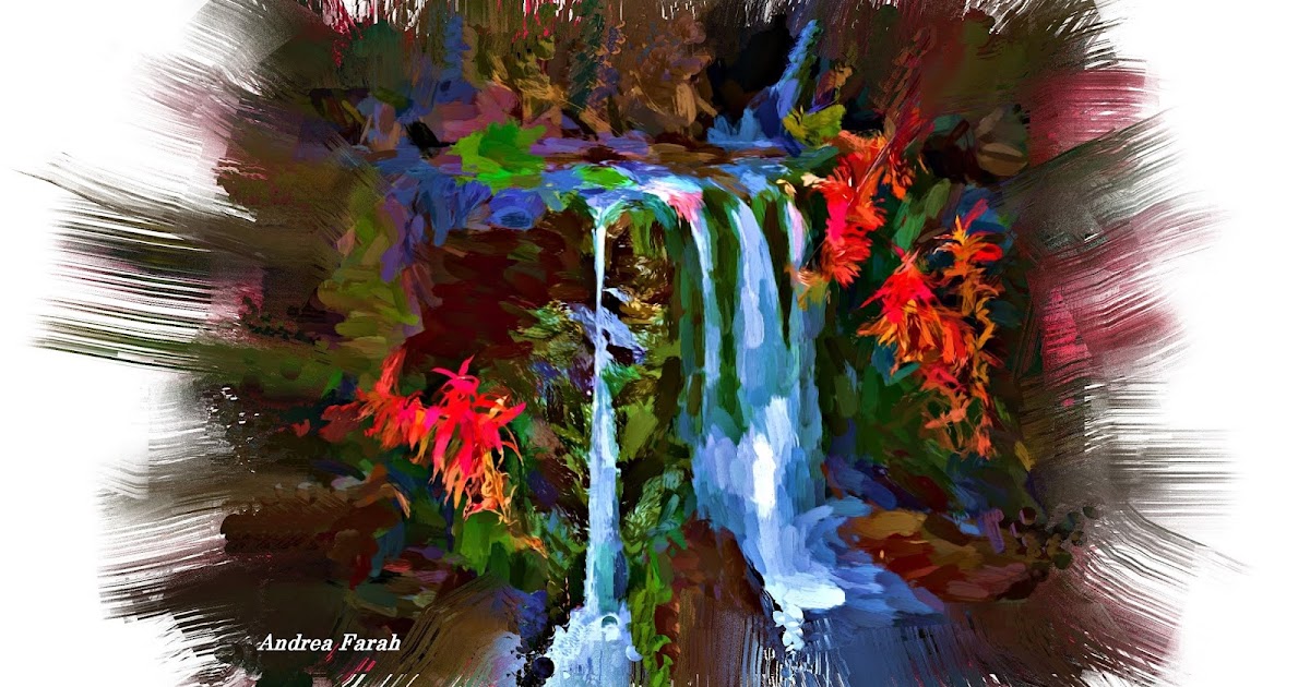 Magical Waterfall Abstract Landscape Painting