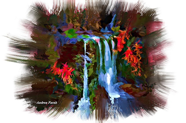 Magical Waterfall Abstract Landscape Painting