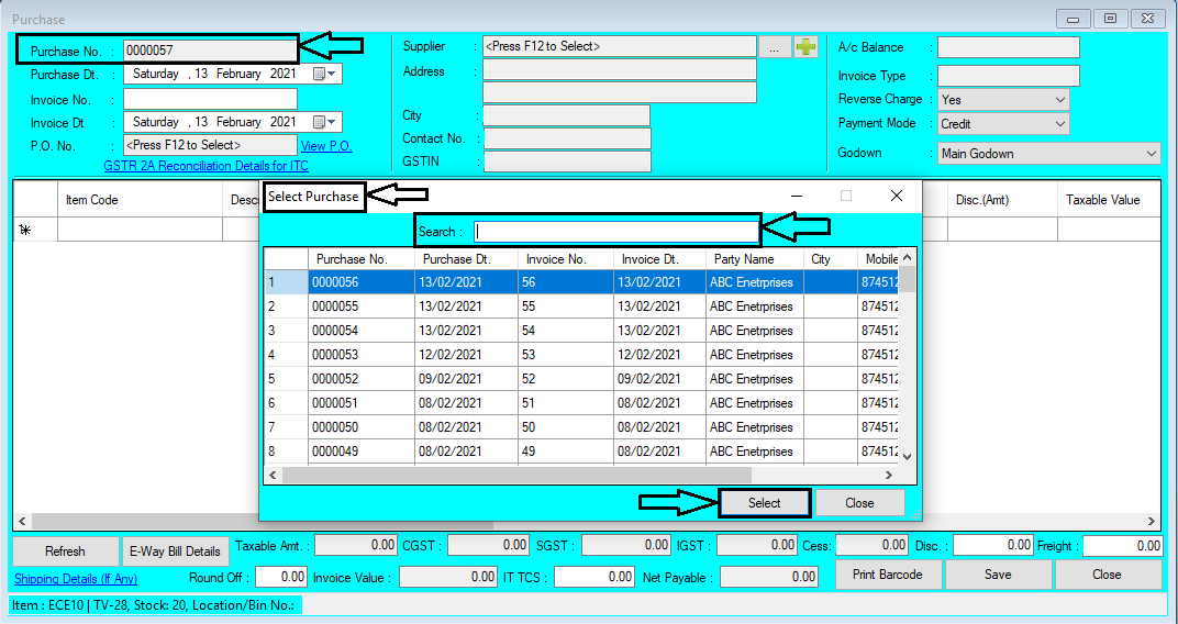 Purchase Entry Help Guide