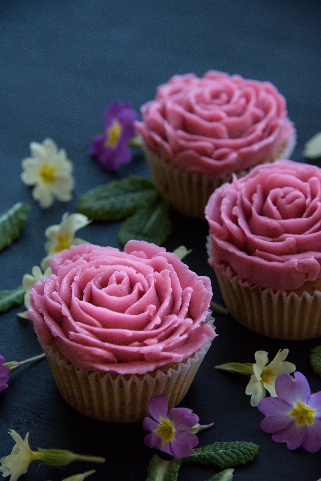 Raspberry Cupcakes With Rose Frosting