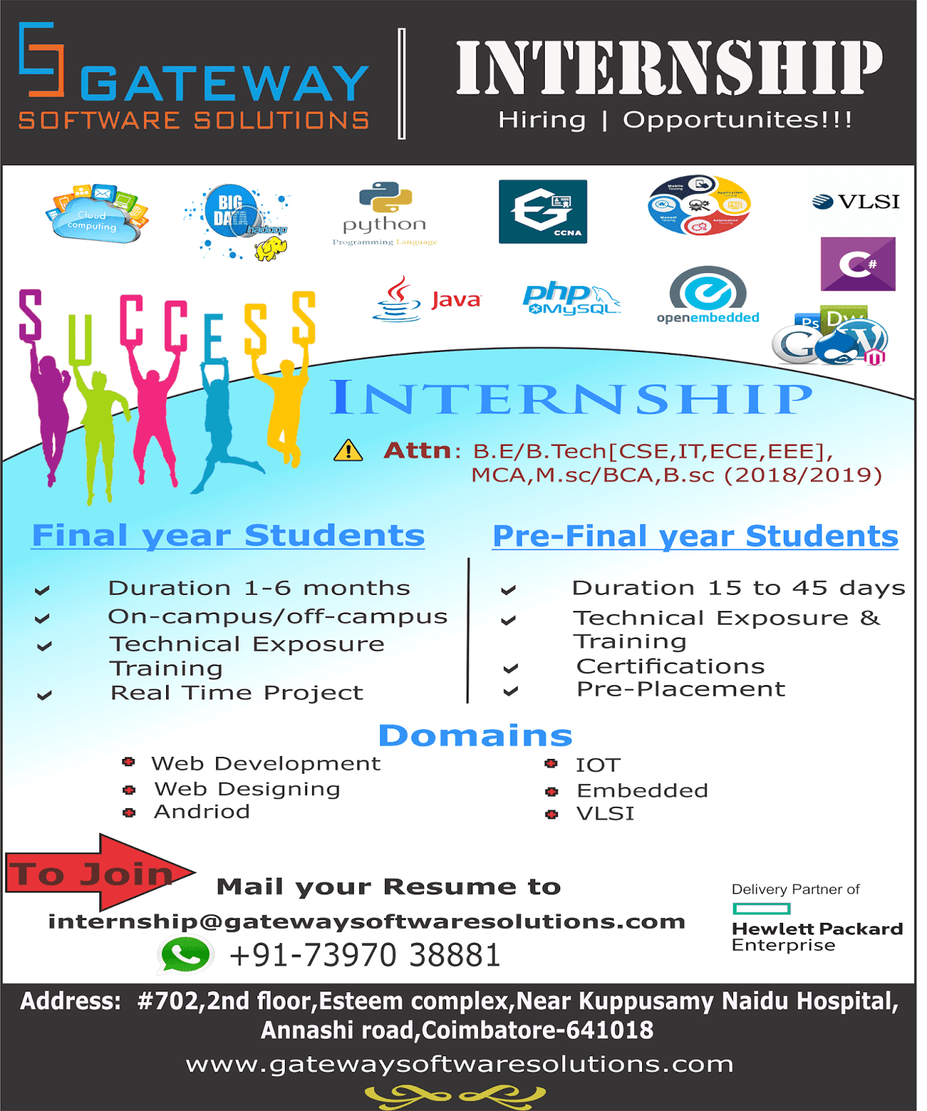 Internship for Pre-Final & Final Year students in Coimbatore