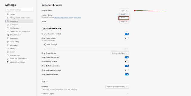 How to enable dark mode in Microsoft Edge?
