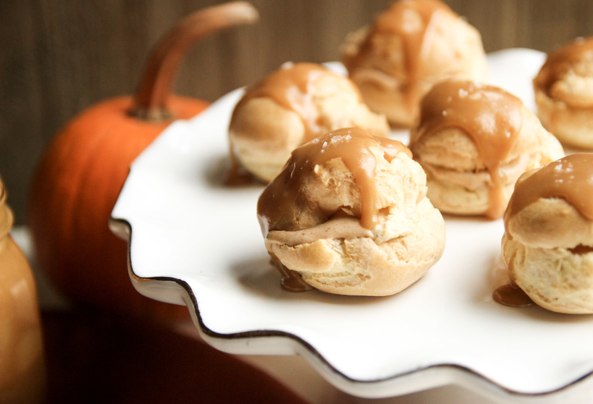 Pumpkin Cream Puffs with Maple Caramel Glaze - Confessions of a ...