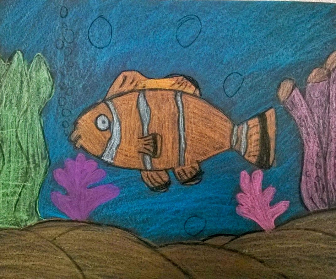Angie Villa Art & Education: Fish in Coral Reef, Grade 4