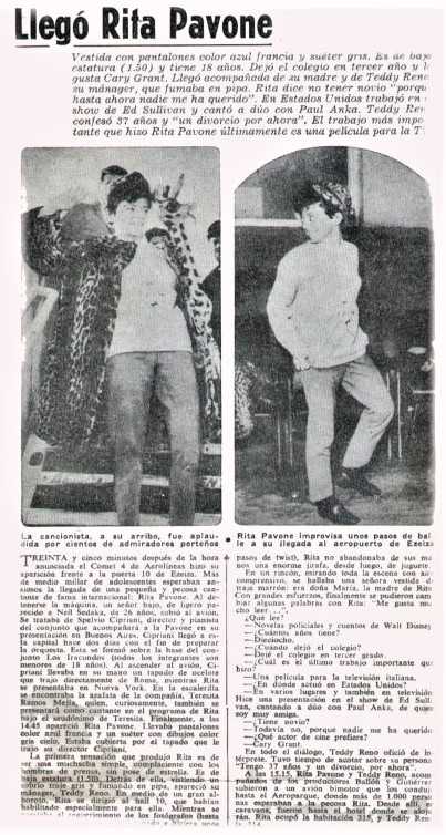 Rita Pavone Fan Club: in ARGENTINA 1964