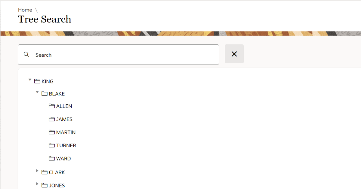 Oracle Apex Tree Search