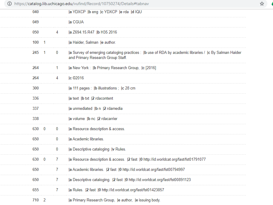 Cataloging Metadata Examples : RDA AACR2 LCSH LCC DDC MARC-21 BIBFRAME Etc.