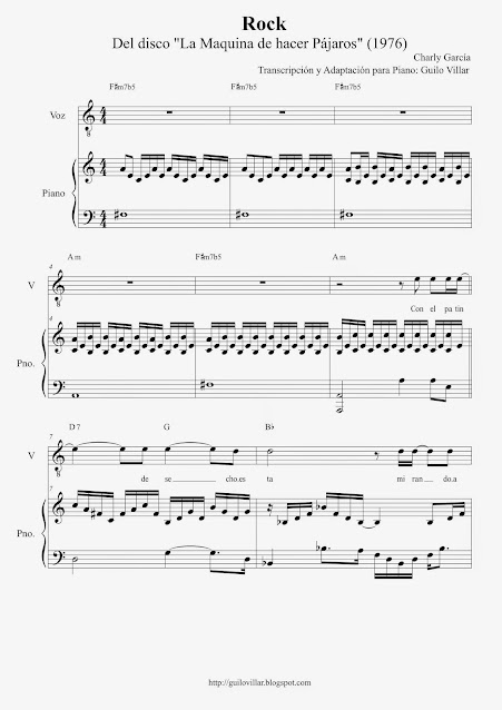 La maquina de hacer pájaros - Rock (partitura para piano y voz)