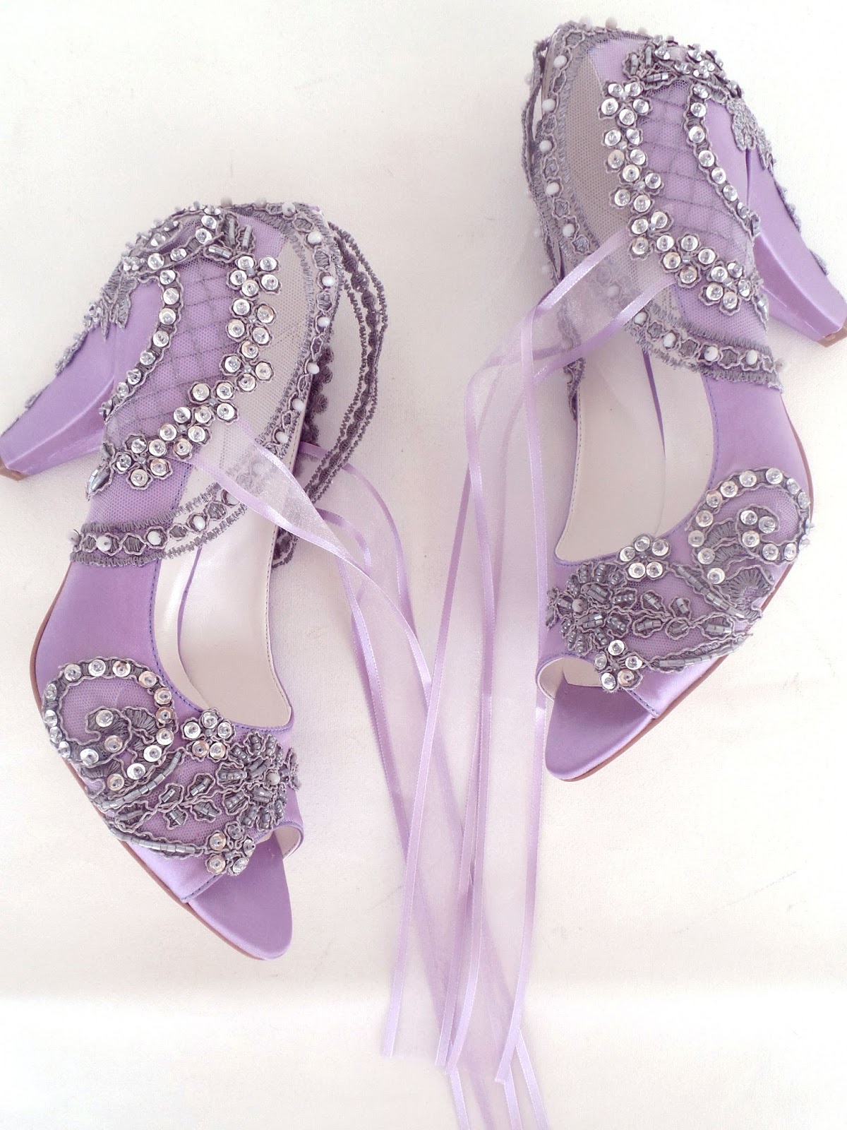 KUKLA Shoes by Rana Öztok: Lilac & Gray Emebllished lace Wedding Shoes