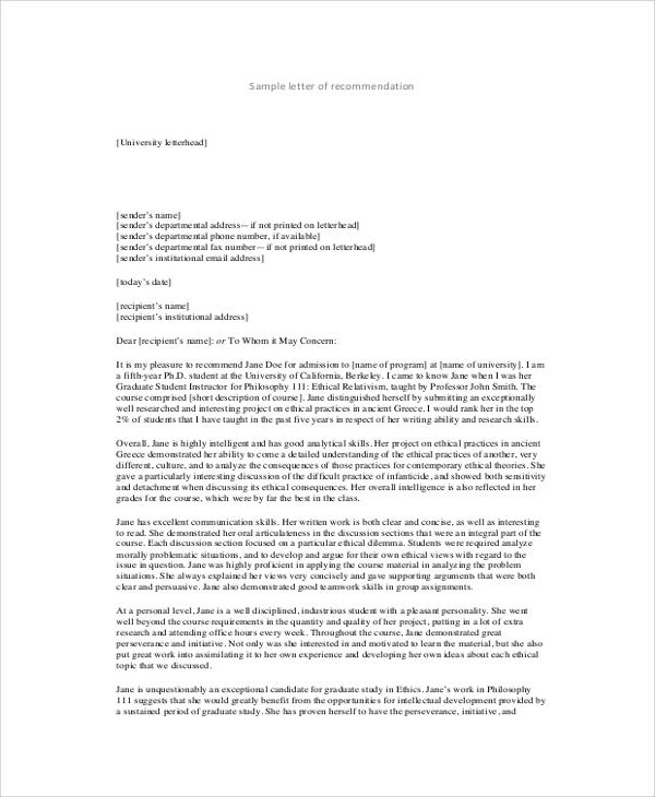 Letter Of Recommendation For A Special Education Teacher ~ Medical Resume