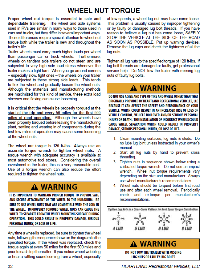 RV Tire Safety: Lug nut torque. A critical SAFETY item.