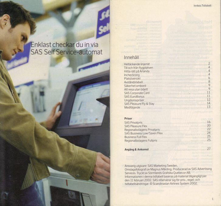 Airline memorabilia: SAS (2002), vuelos domésticos