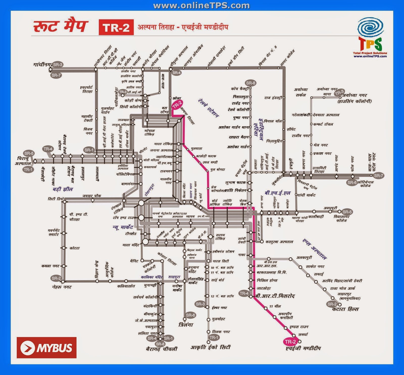 Bhopal City Bus Routes: Bhopal City Bus Route No. TR2