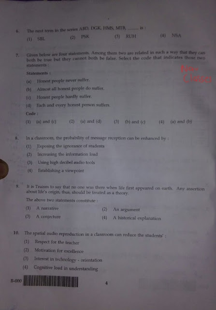 CBSE UGC NET Paper 1 Answer key with explanation 5 November 2017