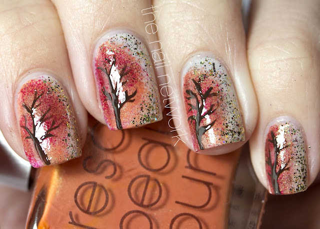 Autumn trees | Fall nail art designs, Fall nail art, Nail art