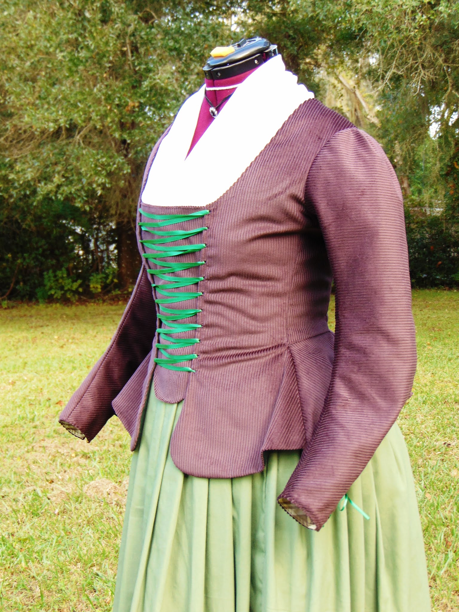 The Antique Sewist: 1780s Casaquin Jacket in Plum Corded Velvet