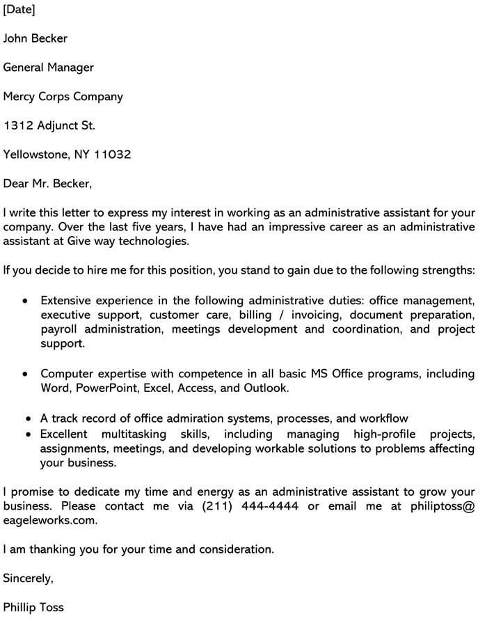 Administrative Assistant Cover Letter ~ Thankyou Letter