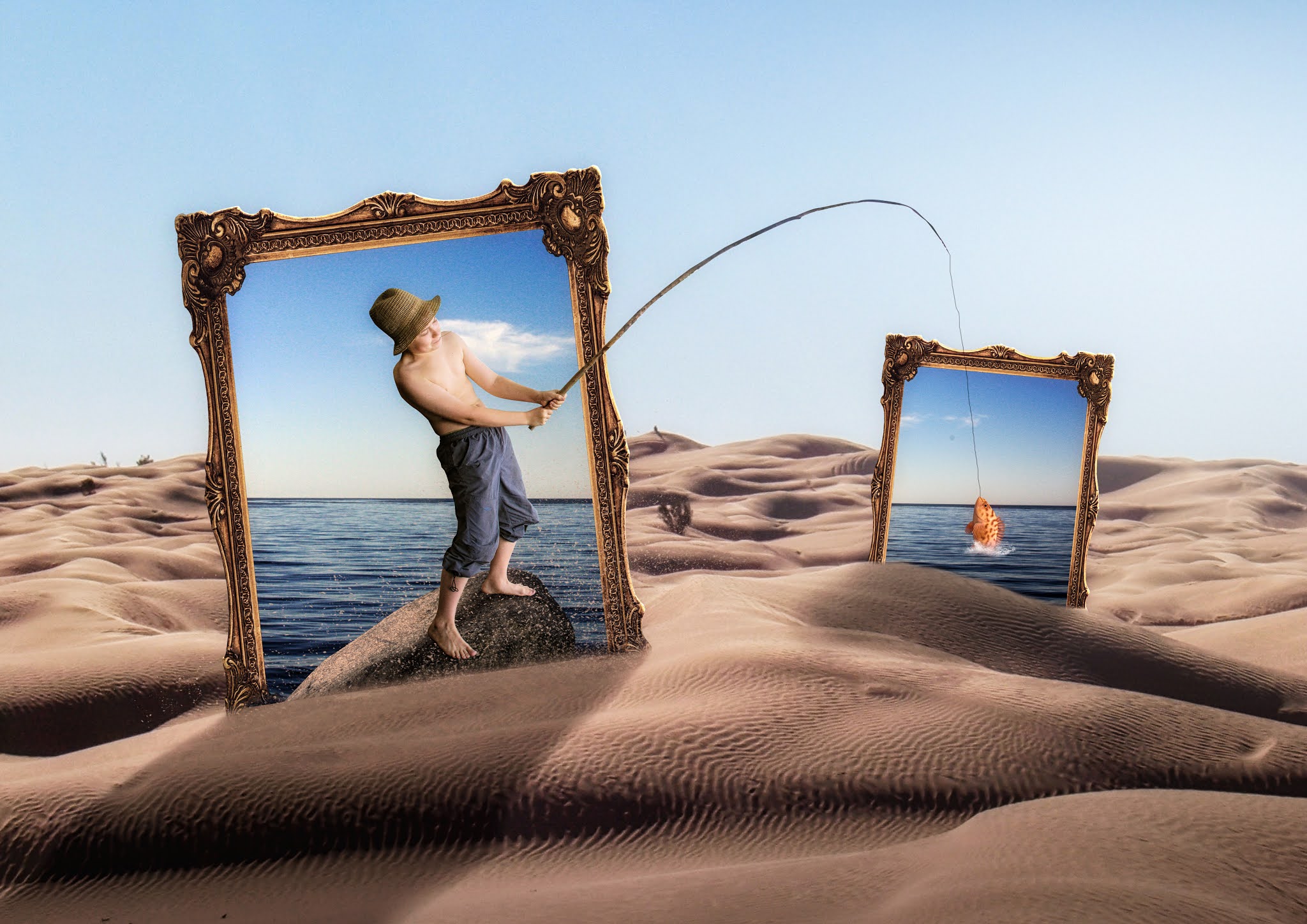 Visual art tutorials: Fishing - fantasy photoshop manipulaion