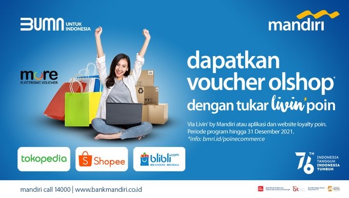 Tukar 2400 Point Mandiri dapat Voucher Tokopedia Shopee & Blibli (s.d ...
