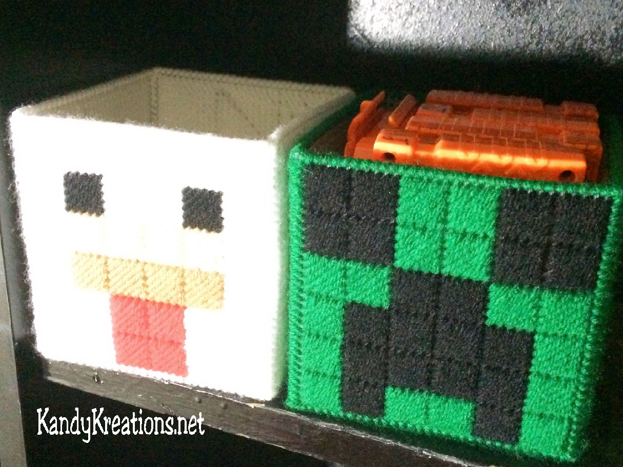 Minecraft Pig Plastic Canvas Basket Pattern