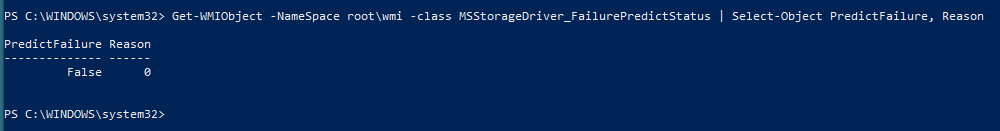 Sam's Information: PowerShell command to display SMART hard drive failure status