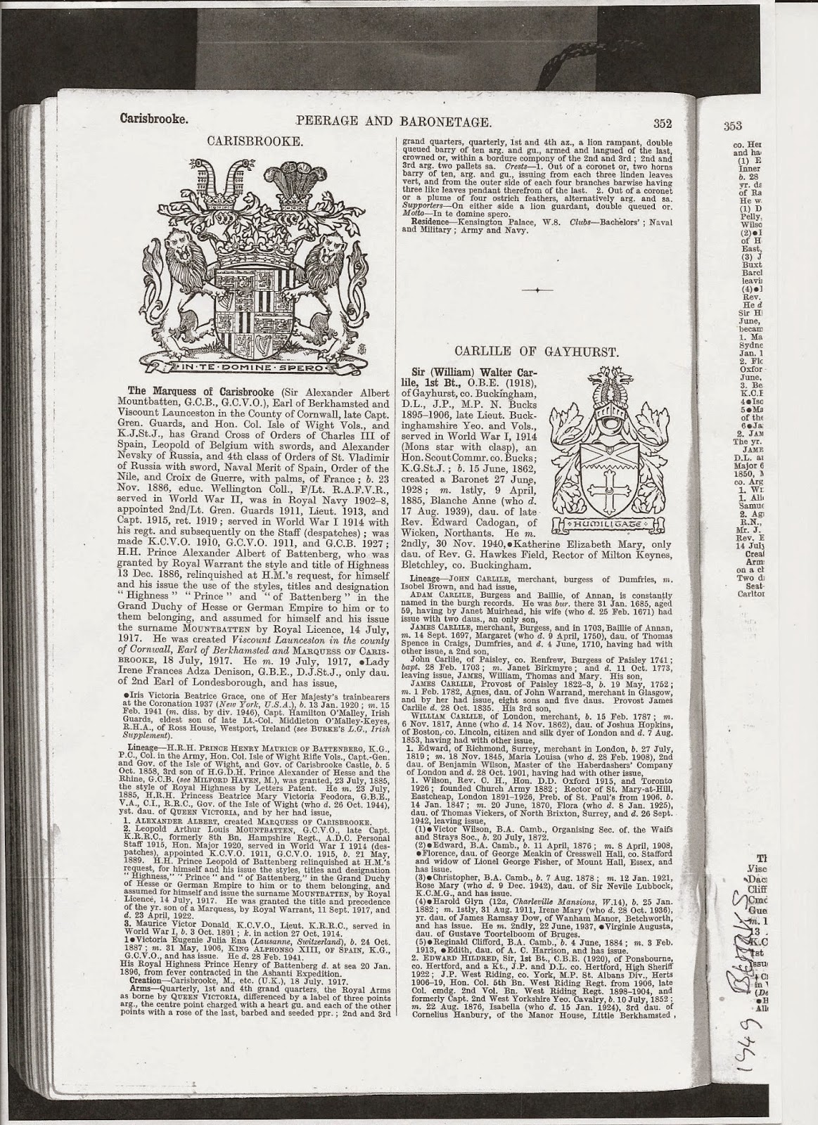 LADY GRACE'S JOURNAL: LADY IRIS MOUNTBATTEN - PEDIGREE