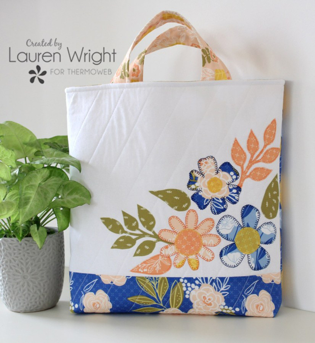 Threading My Way: Showcasing ~ Fabric Flower Appliqué Tote ~ Tutorial