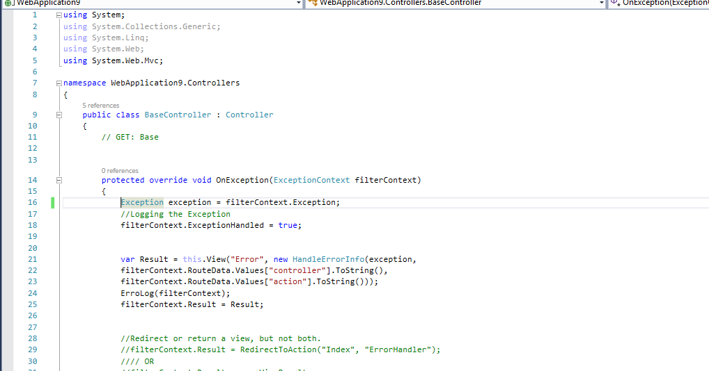 Handling Exceptions in Asp net Mvc using base co...