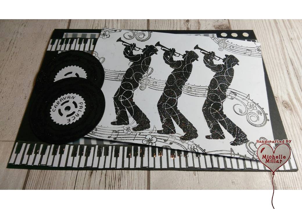 Shine Bright and Create: Monochrome Mens Music Birthday Card