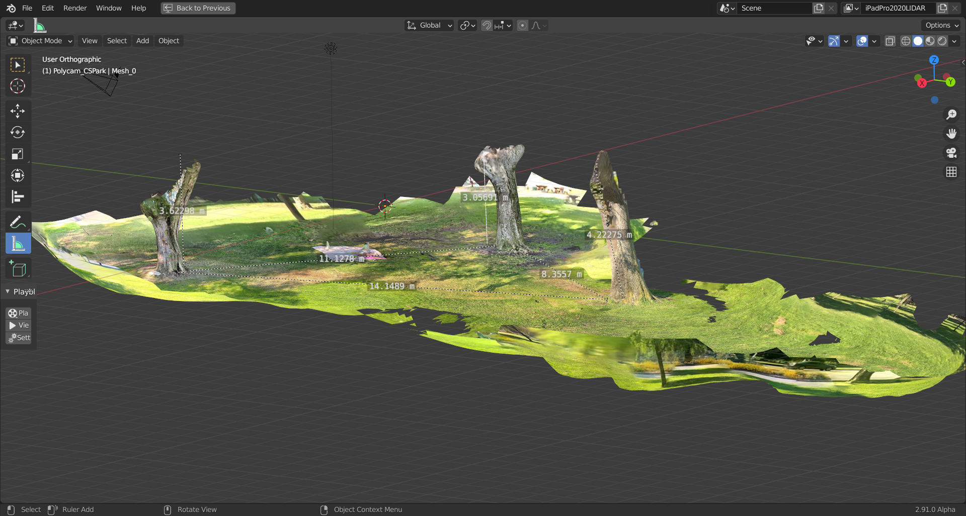 LIDAR scanning using Polycam app