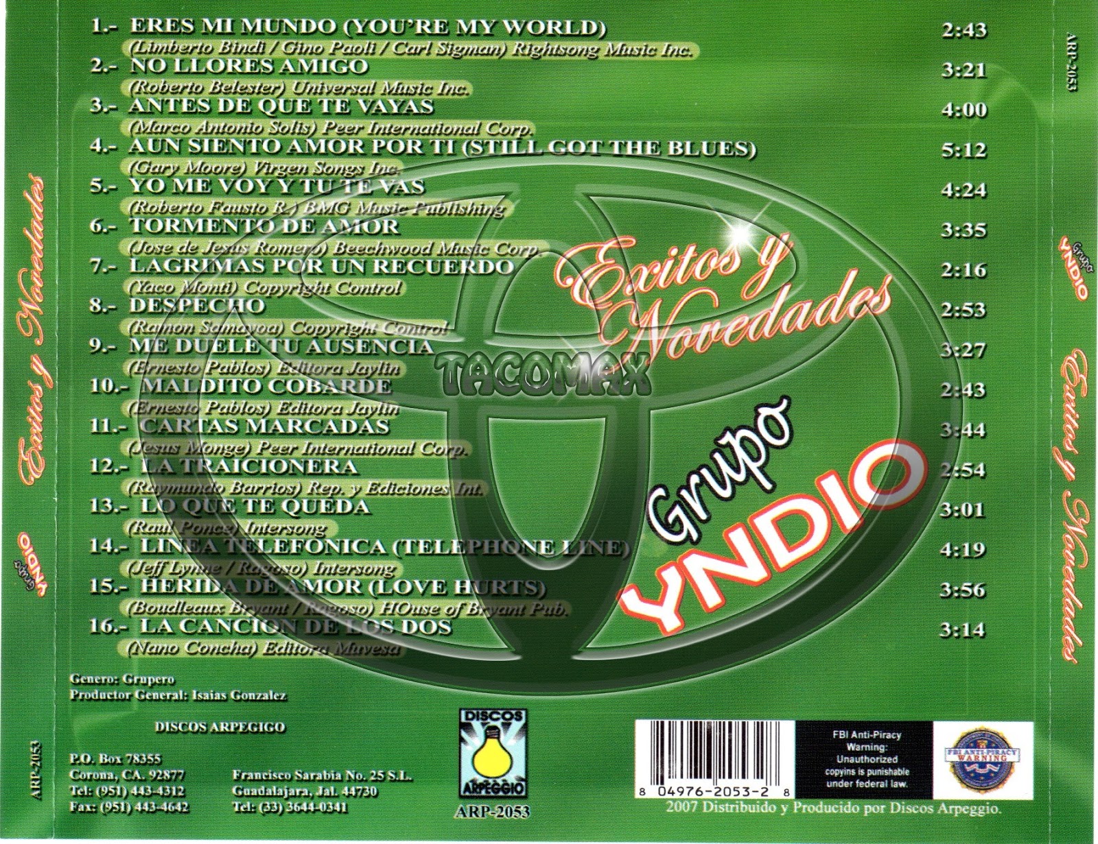 Sɐɹǝdnɹƃ SǝuoıɔɔǝΙoɔ Grupo Yndio Exitos Y Novedades