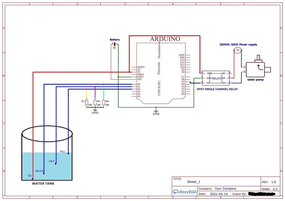 ARDUINO-WATER TANK OVERFLOW ALARM | CONTROL PUMP