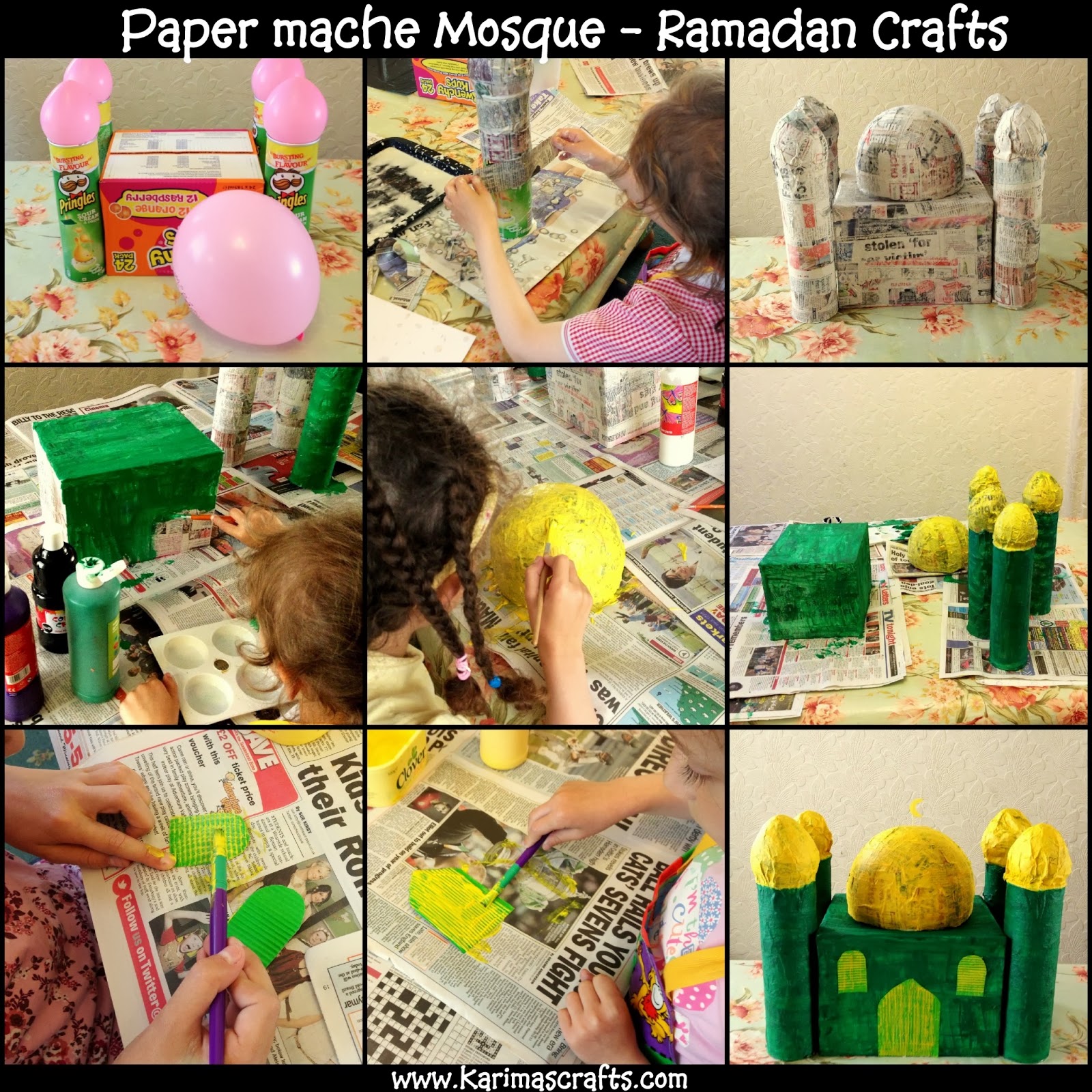Karima's Crafts: Paper mache Mosque Tutorial - 30 Days of Ramadan Crafts