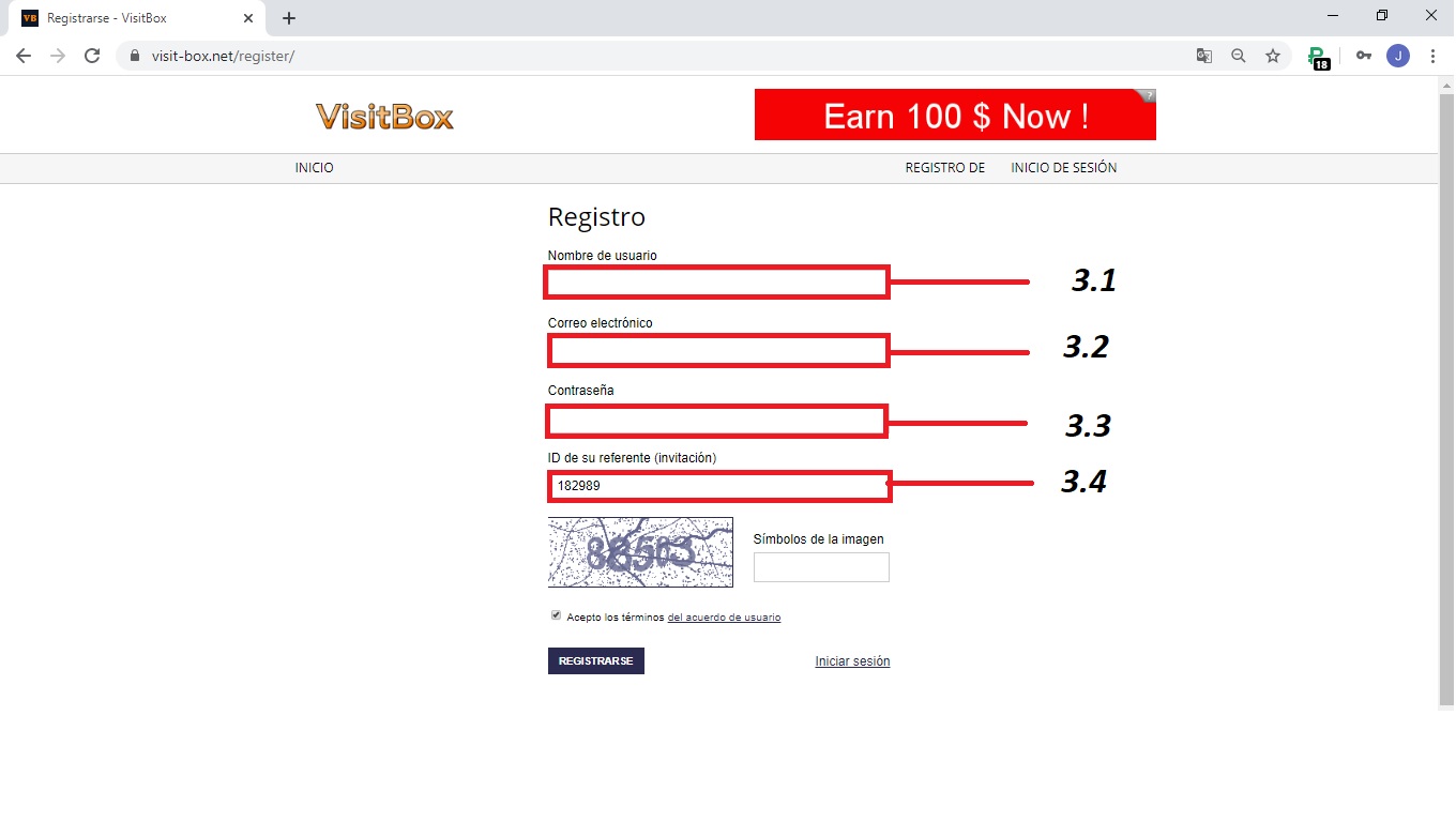 Dinero Virtual: Visit Box