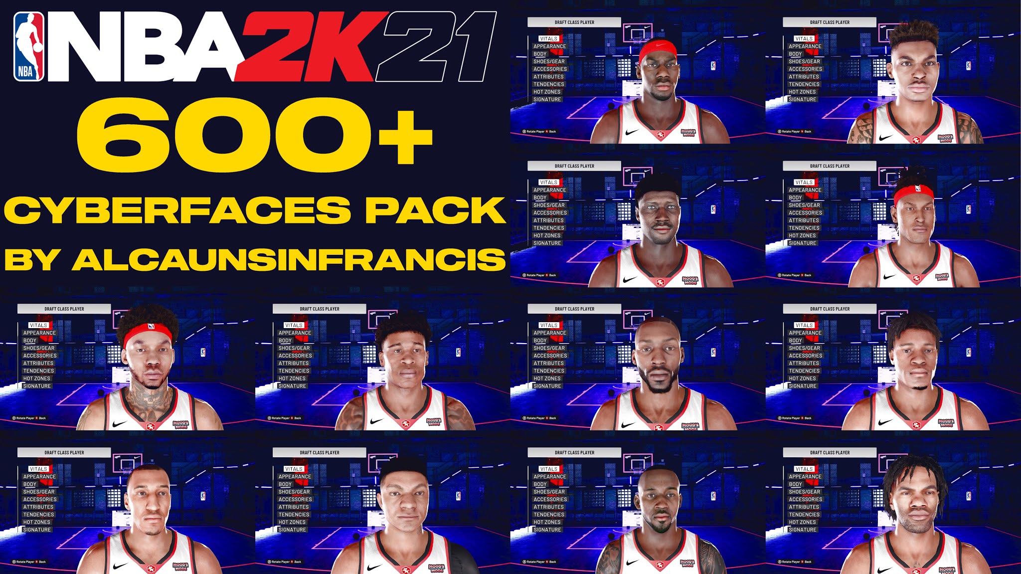 NBA 2K21 600+ Custom Cyberfaces Pack [Mixer Collection] - Shuajota: NBA ...
