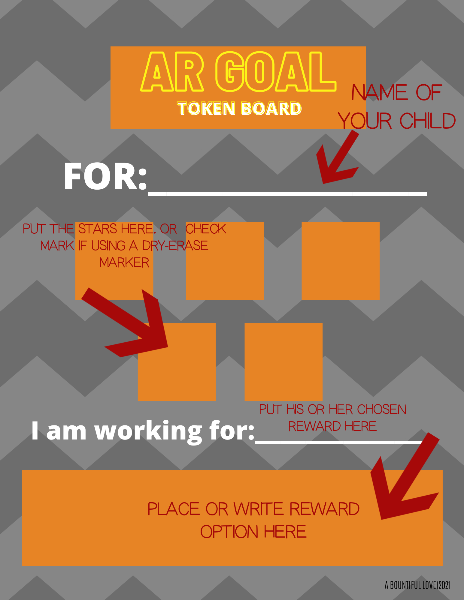 AR Goal Token Board - A Bountiful Love