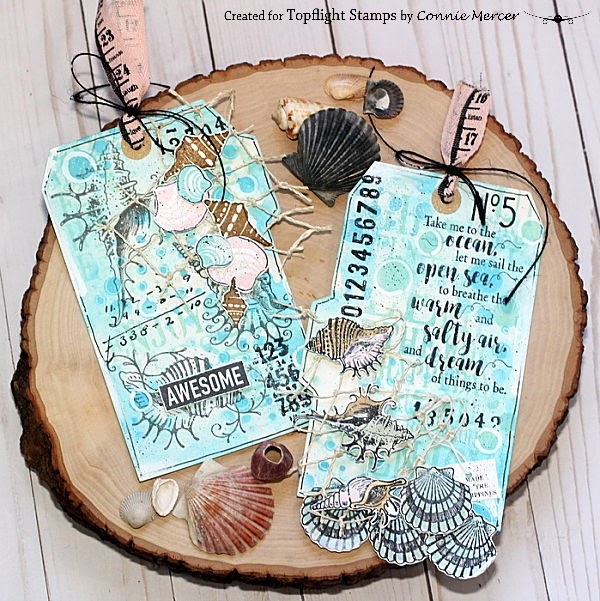 crafty goodies: Creating Sea Shell Tags with Topflight Stamps~