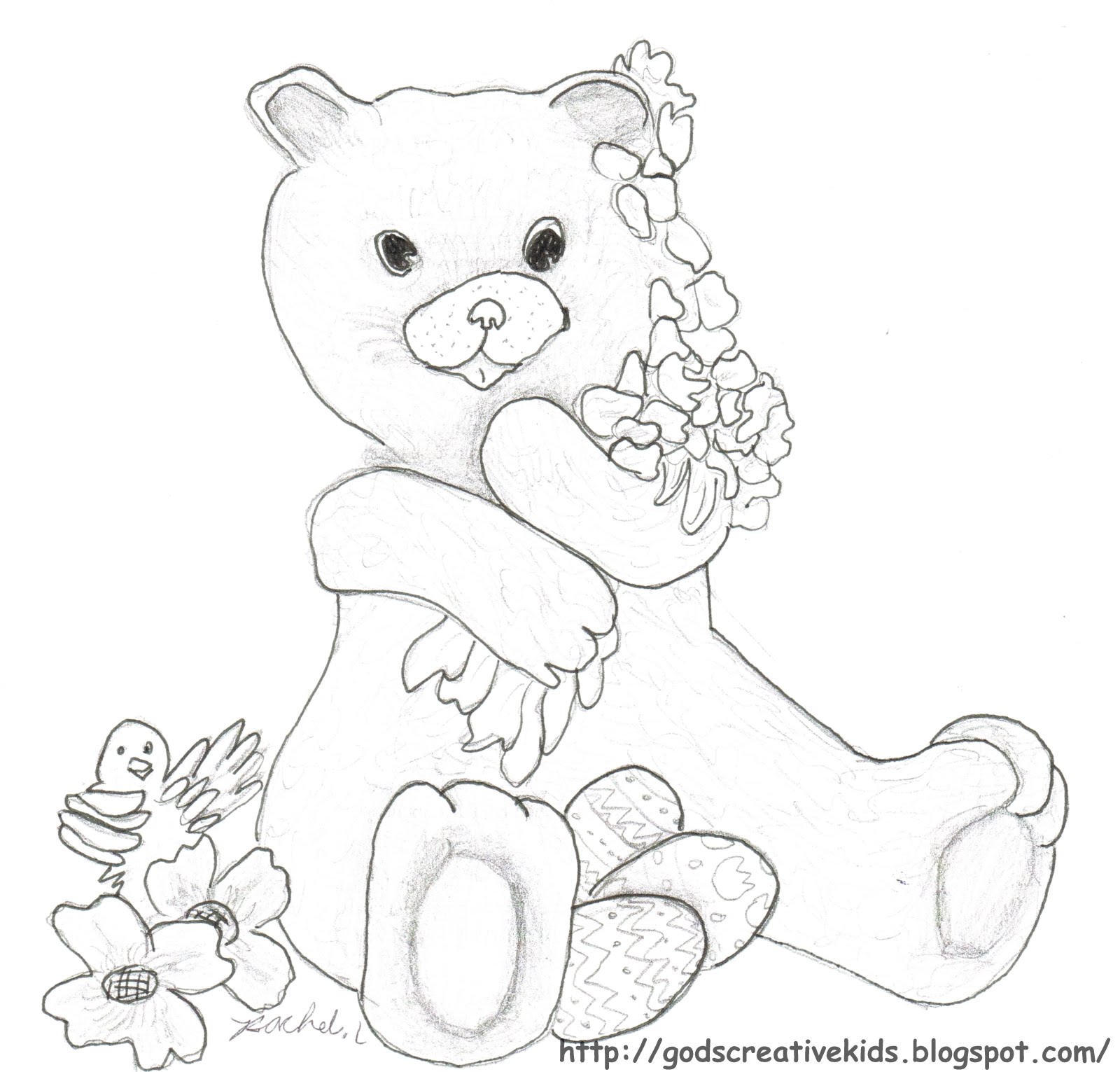 Ray-Chill's World: Spring Bear ~ Coloring Page ~ By Rachel L.