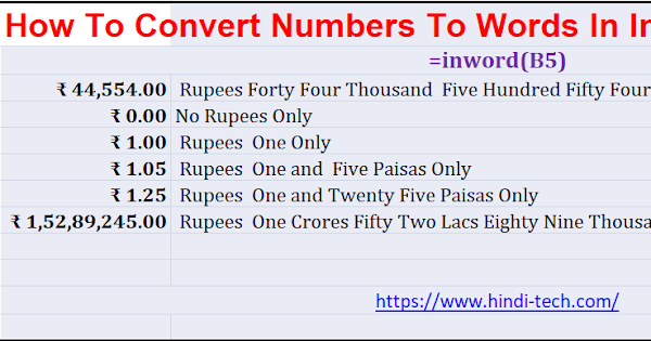 How To Convert Numbers To Words In Indian Rupees In Excel | Hindi Tech