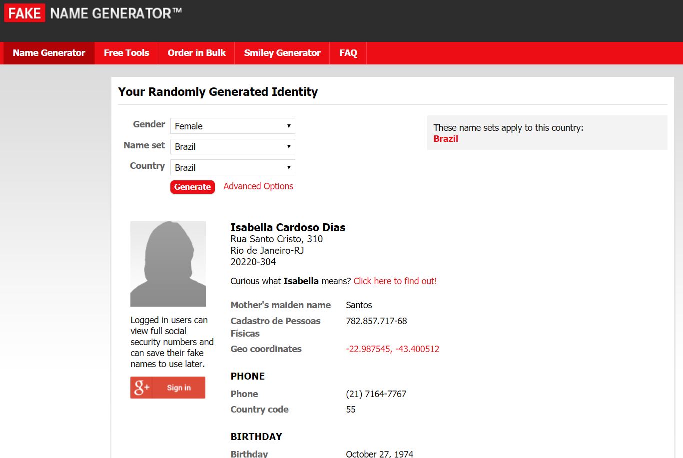 Creación de identidades falsas