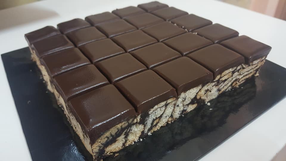 RESEPI KEK BATIK TOPPING GANACHE - Resepi Kek Biskut Raya