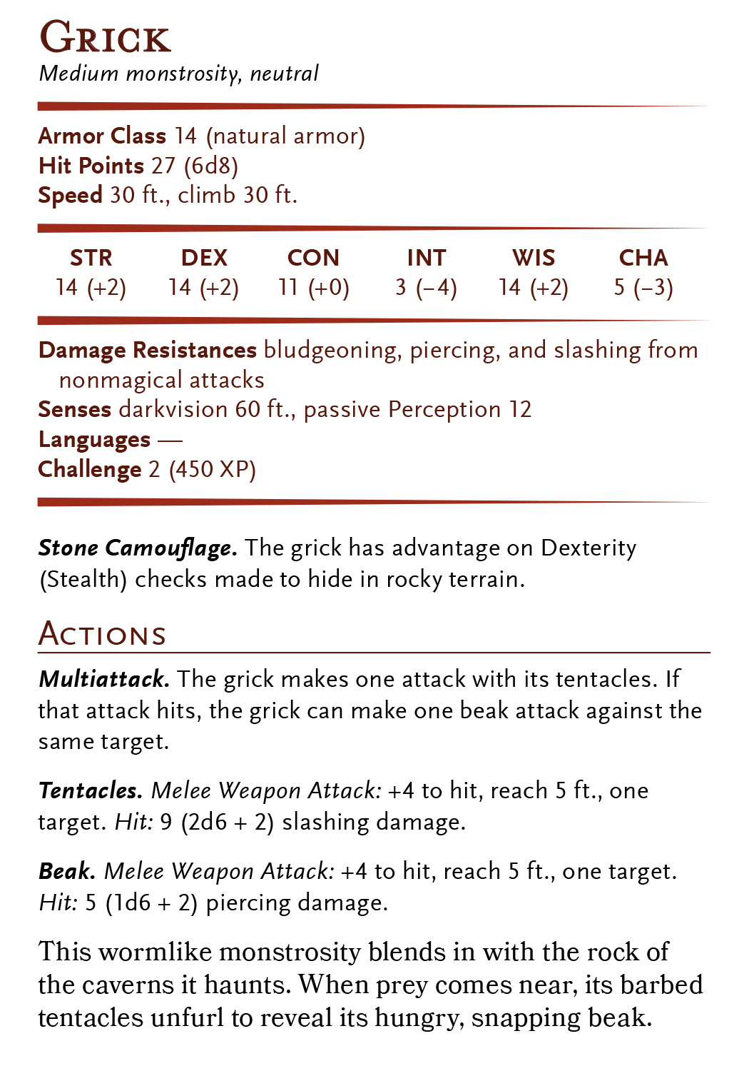 D&D Basic Monsters: Grick