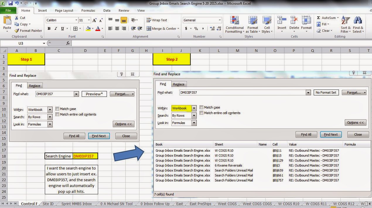 Excel Search Engine Formula that simulates Control F, Option, Within ...
