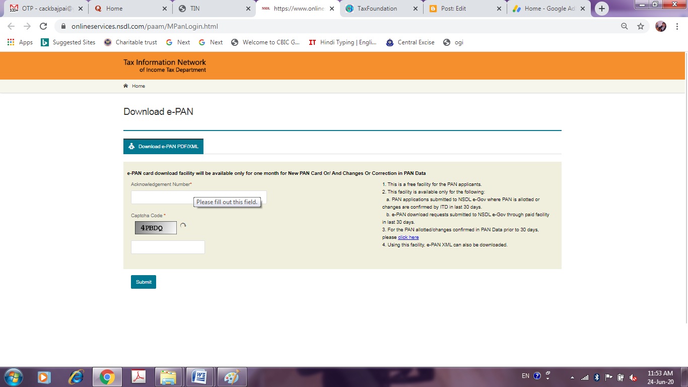 Creating Knowledge Bank-CKB : How to download your E-PAN card