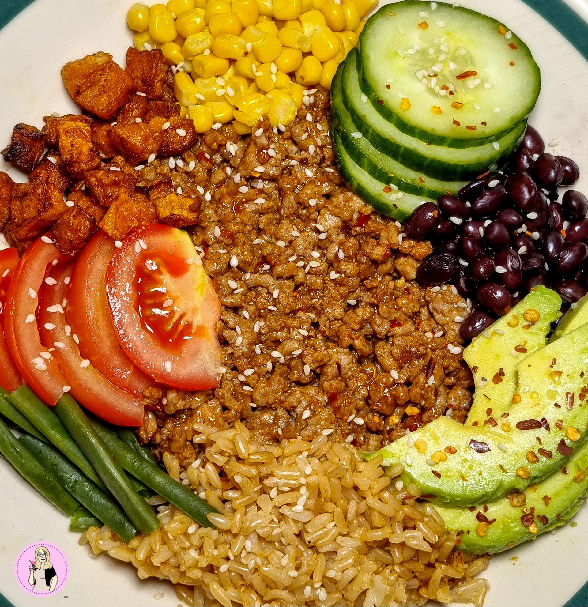 Sweet Chilli Pork Rice Bowl Recipe | Low Calorie | Sugar Pink Food ...