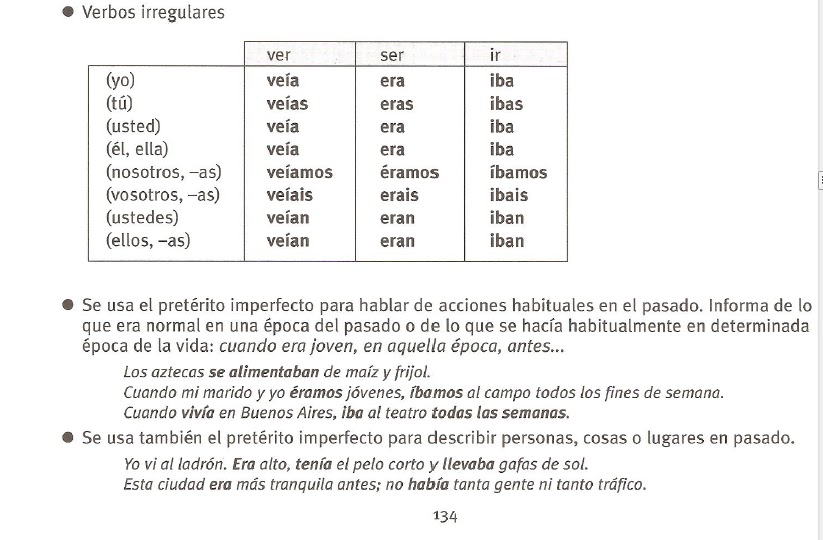 Español: Pretérito Imperfecto. Vacaciones.