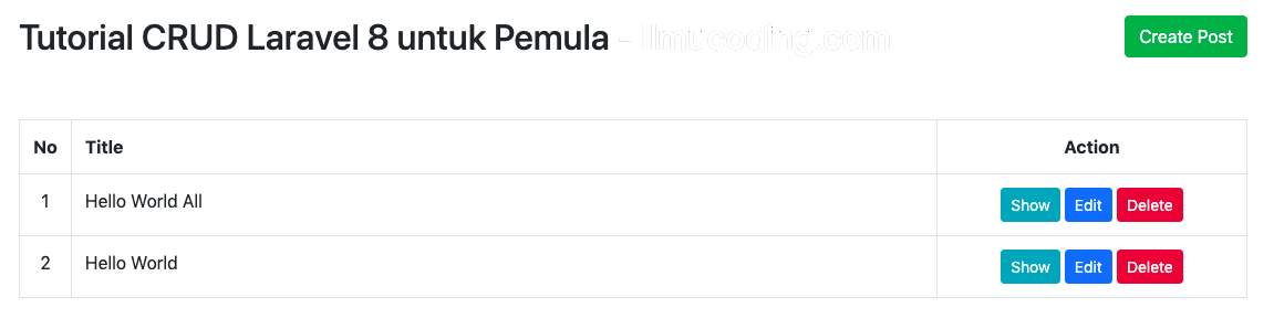 Cara Membuat CRUD Laravel 8 Untuk Pemula