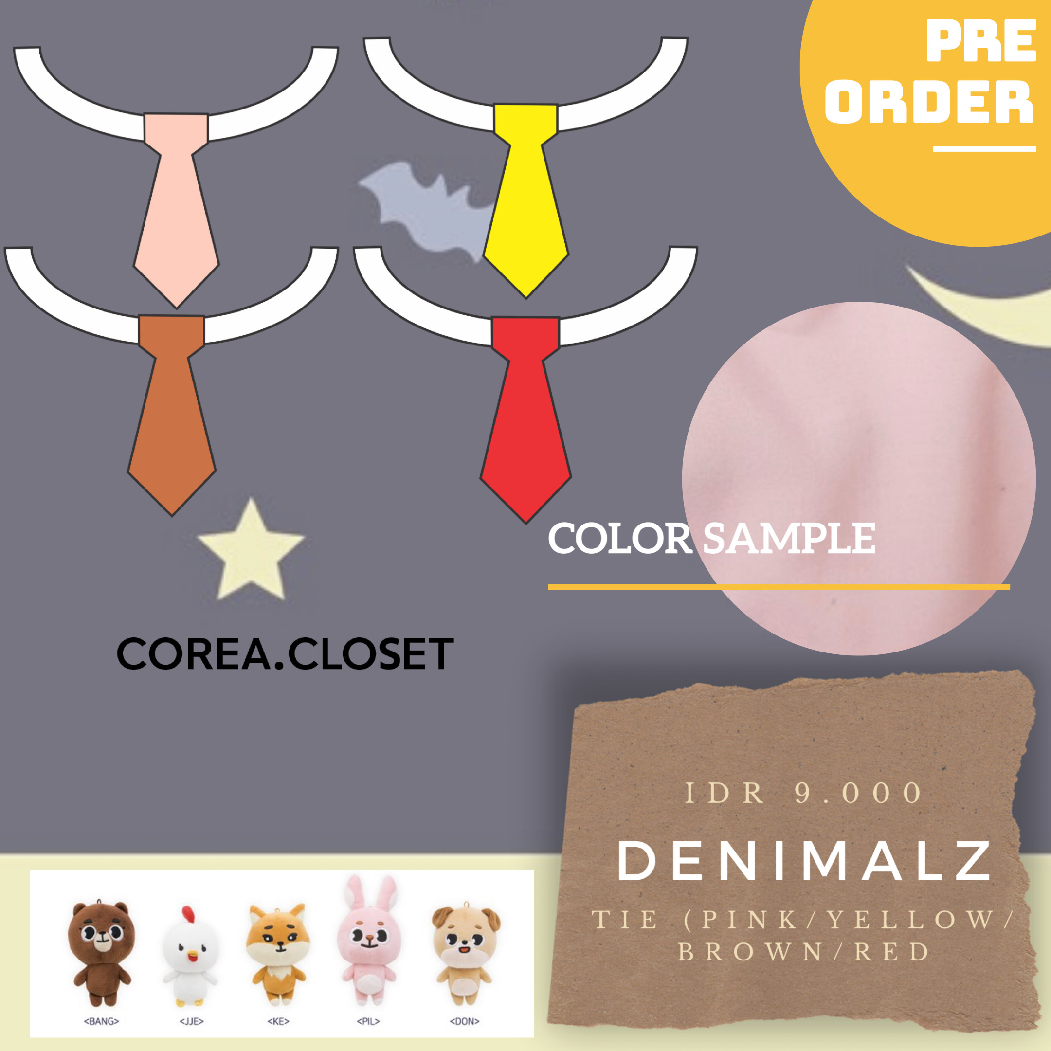 Day6 Clothes - Denimalz Tie (Pink / Yellow / Brown / Red) For Bang ...