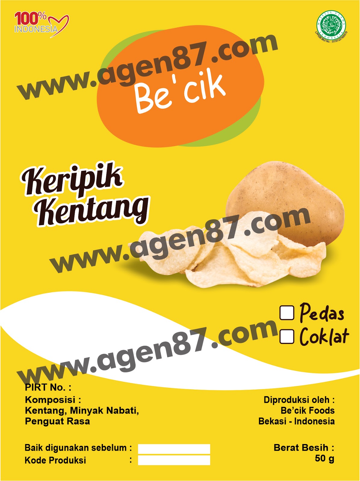 Contoh Desain Sticker Makanan - Label Makanan Ringan - Agen87