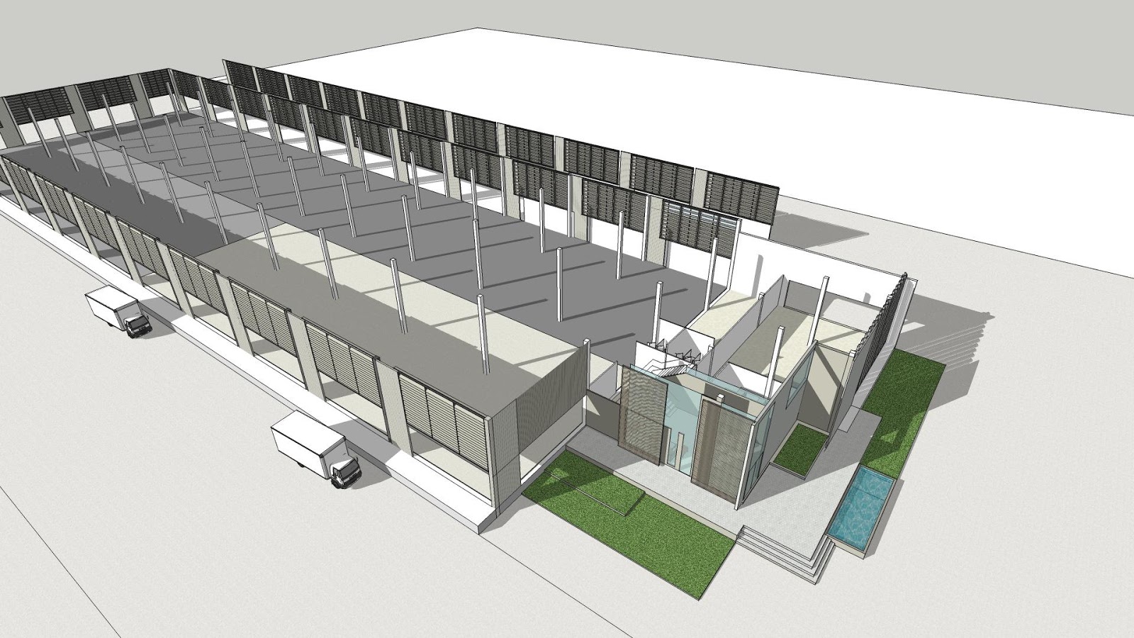 Sketchup Studio: งานออกแบบโรงงานและสำนักงานโรงงานผลิตกล่องกระดาษ